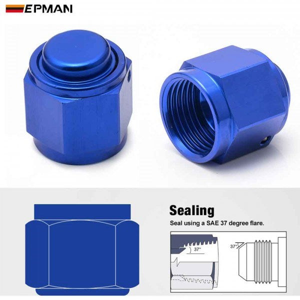 EPMAN Aluminum Adapter Female Flare End Cap Fitting Blue AN6 AN8 AN10 ...
